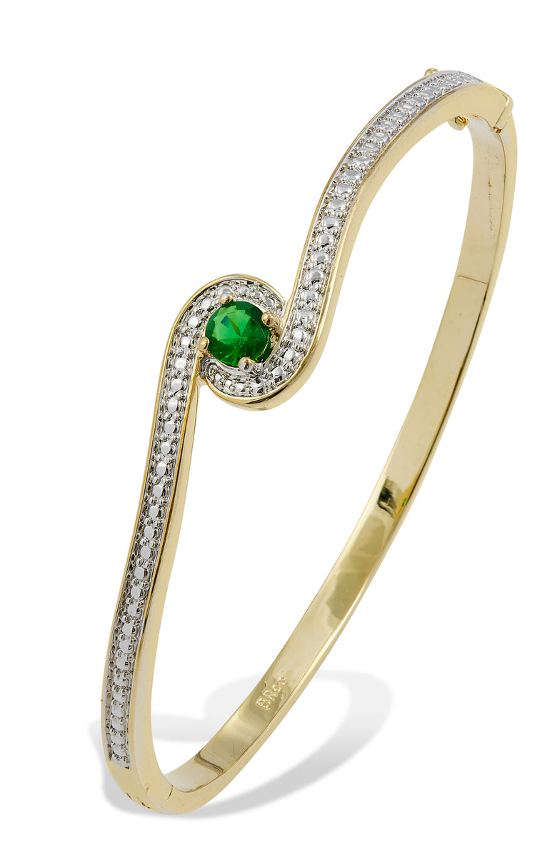 18K Gold Plated Birthstone Hinged Bangle Bracelets – Savvy Cie Jewels